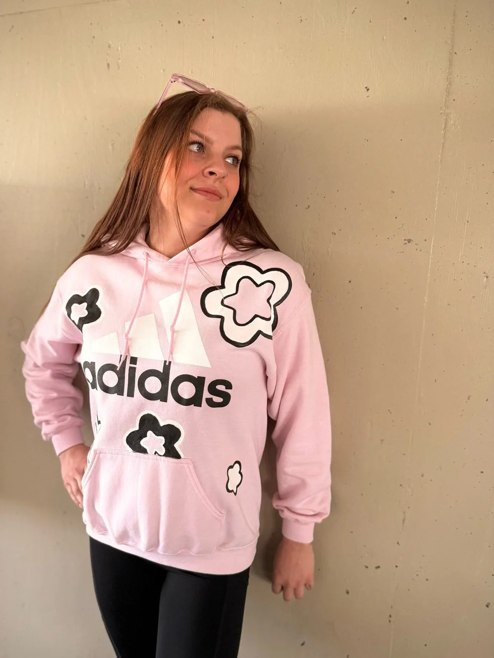 Adidas X Hello Love | Tops | Adidas X Hello Love Pink Flower Hoodie ...